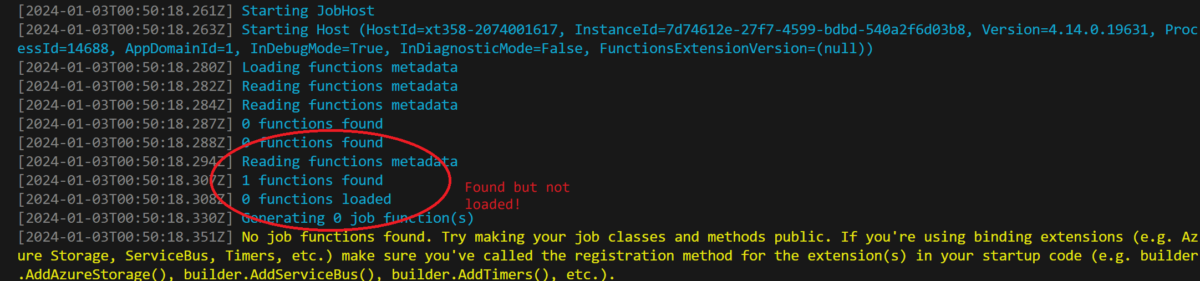 Azure function - No job functions found – Connected Pawns