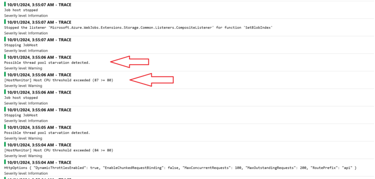 Azure Function Blob Trigger - Possible thread pool starvation detected. – Connected Pawns